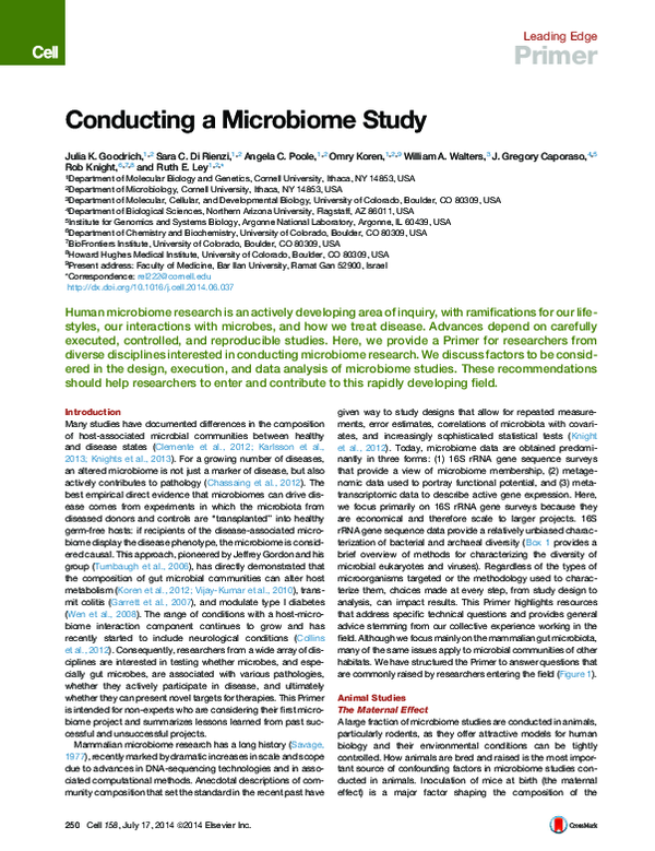 (PDF) Conducting a Microbiome Study