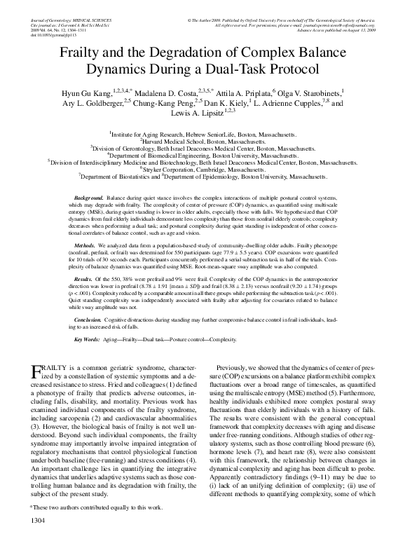 (PDF) Frailty and the Degradation of Complex Balance Dynamics During a ...