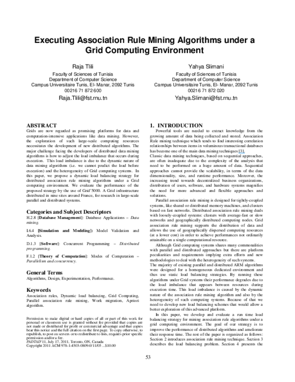 (PDF) Executing association rule mining algorithms under a Grid ...