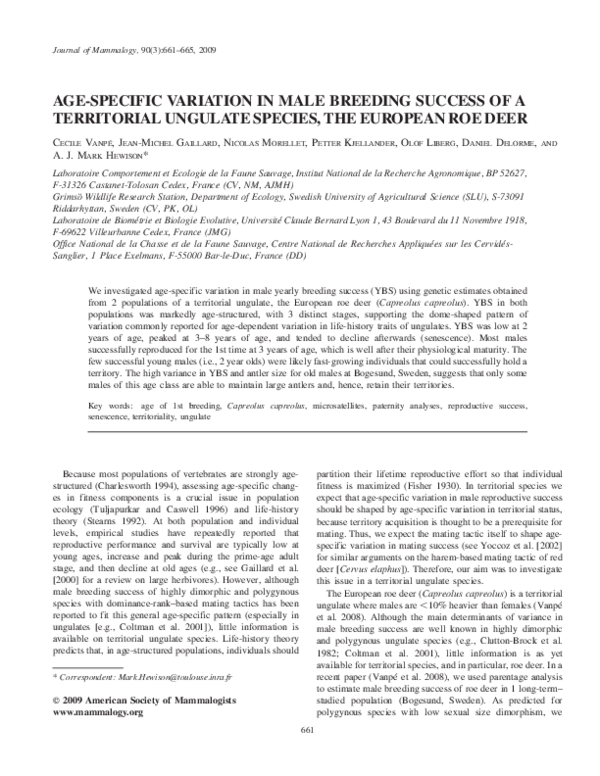 Age-specific variation in male breeding success of a territorial ...