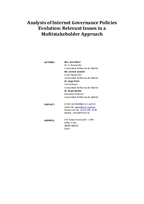 (PDF) Analysis of Internet Governance Policies Evolution: Relevant ...