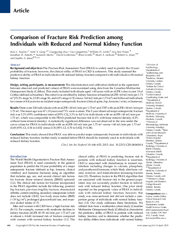 (PDF) Comparison of Fracture Risk Prediction among Individuals with ...