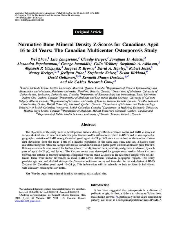 (PDF) Normative Bone Mineral Density Z-Scores for Canadians Aged 16 to ...