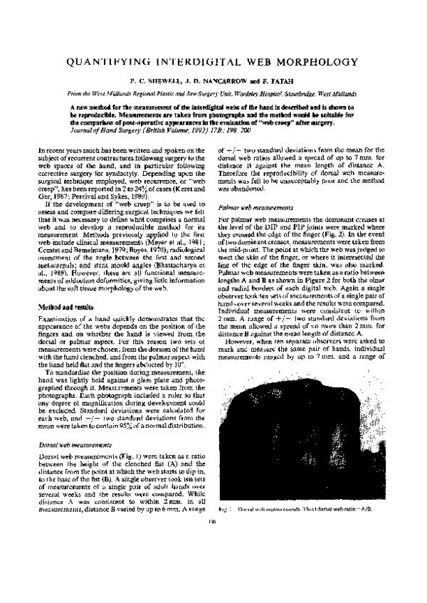 (PDF) Quantifying interdigital web morphology
