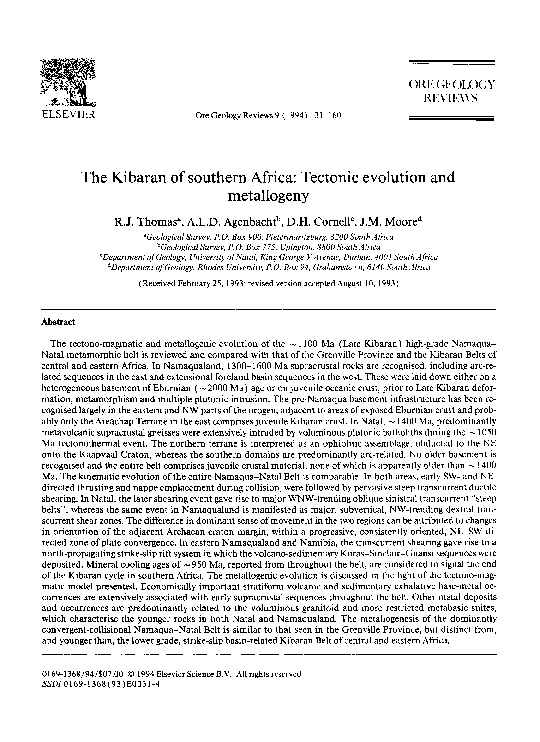 (PDF) The Kibaran of southern Africa: Tectonic evolution and metallogeny