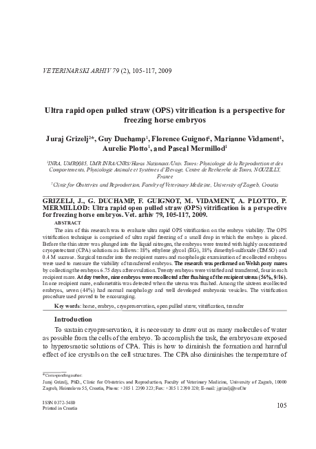 (PDF) Ultra rapid open pulled straw (OPS) vitrification is a ...