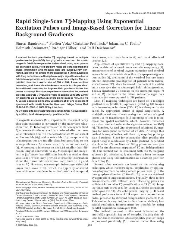 (PDF) Rapid single-scan T 2 * -mapping using exponential excitation ...