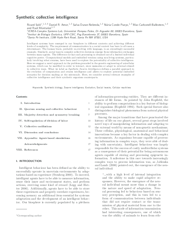 (PDF) Synthetic collective intelligence