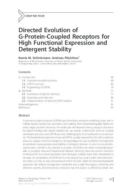 (PDF) From the Cover: Directed evolution of a G protein-coupled ...