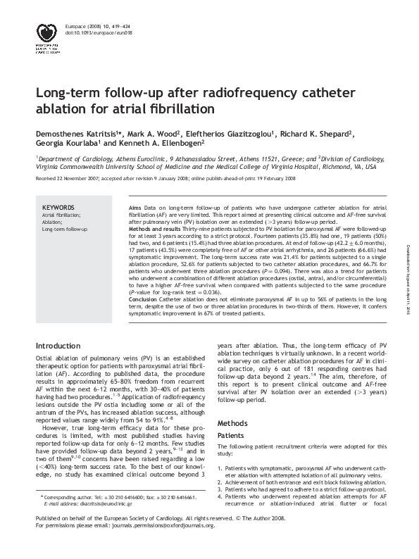 (PDF) Long-term follow-up after radiofrequency catheter ablation for ...