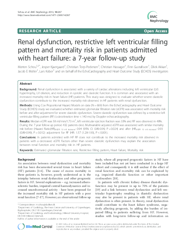 (PDF) Renal dysfunction, restrictive left ventricular filling pattern ...