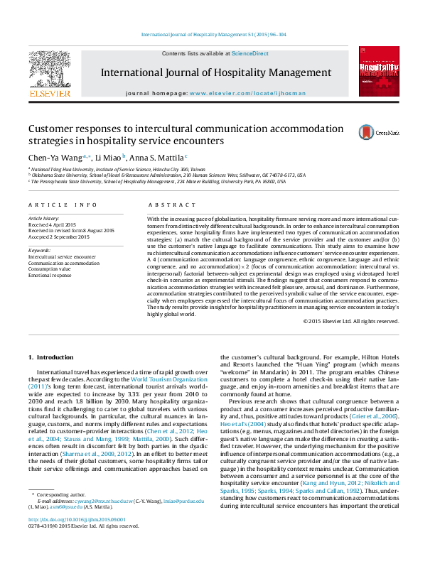 (PDF) Customer responses to intercultural communication accommodation ...