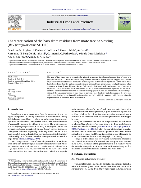 (PDF) Characterization of the bark from residues from mate tree ...