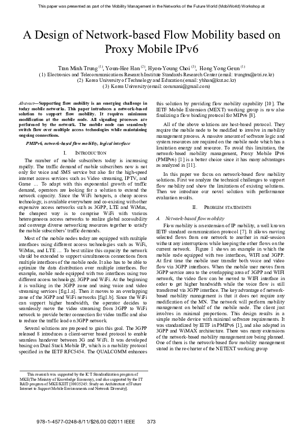 (PDF) A design of network-based flow mobility based on proxy mobile IPv6