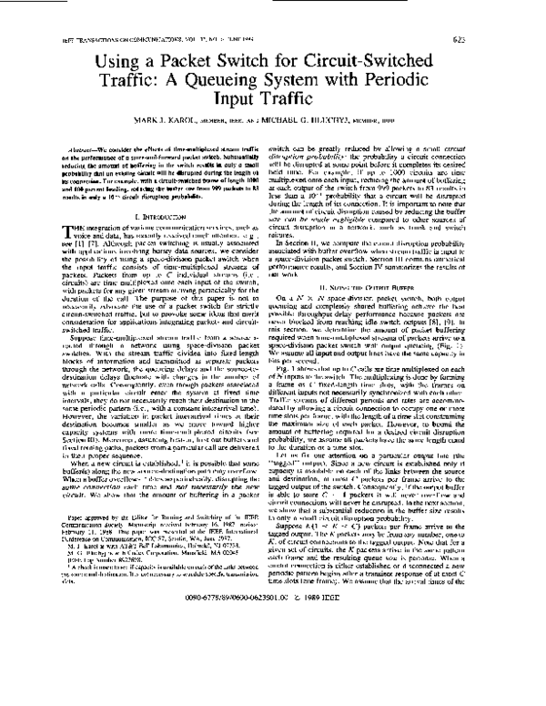 Pdf Using A Packet Switch For Circuit Switched Traffic A Queueing System With Periodic Input 