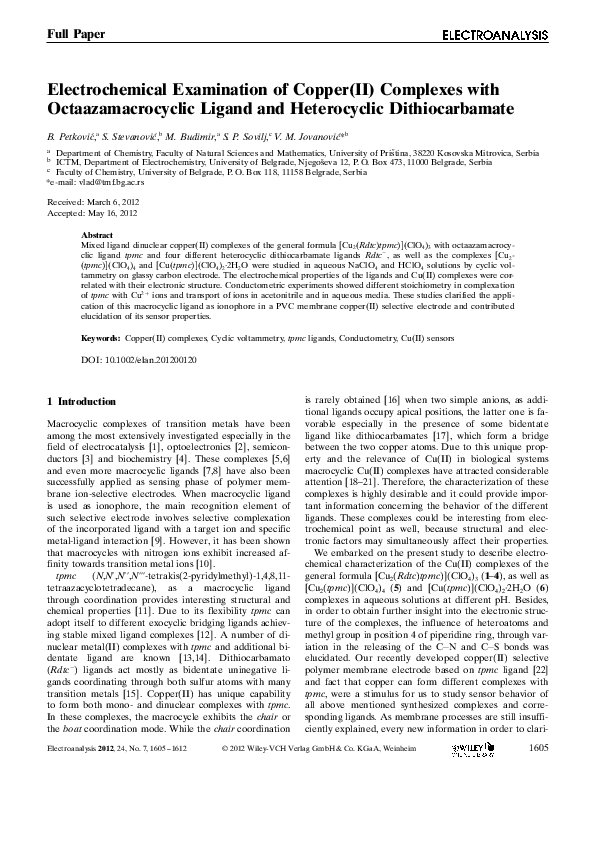 (PDF) Cyclic voltammetric study on the effect of the introduction of ...