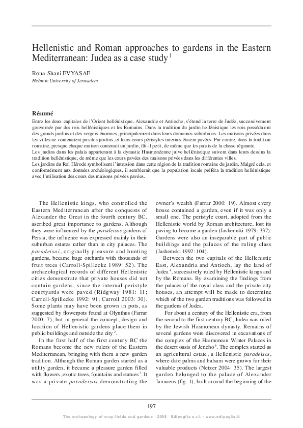 (PDF) Hellenistic and Roman approaches to gardens in the Eastern ...