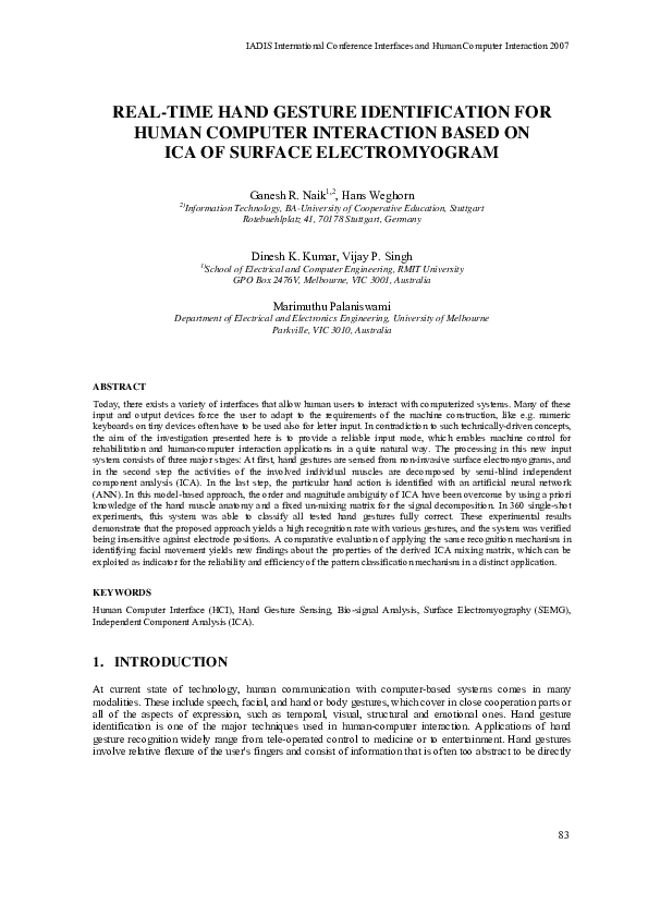 (PDF) Real-Time Hand Gesture Identification for Human Computer ...