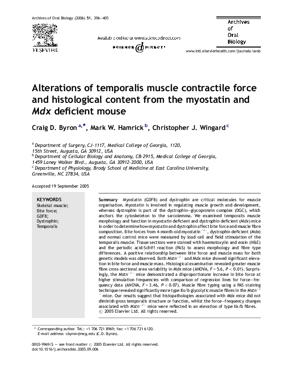 (PDF) Alterations of temporalis muscle contractile force and ...