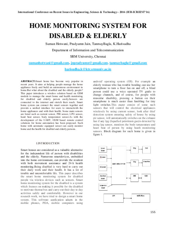 (PDF) HOME MONITORING SYSTEM FOR DISABLED & ELDERLY