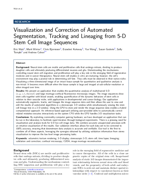 Pdf Visualization And Correction Of Automated Segmentation Tracking