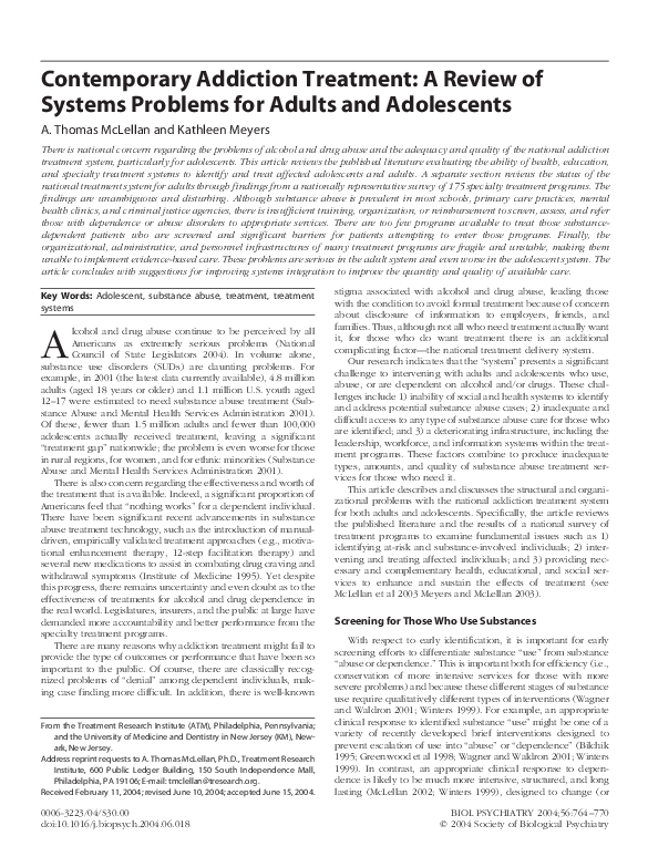 (PDF) Contemporary addiction treatment: A review of systems problems ...
