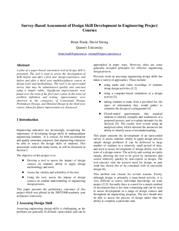 (PDF) Survey-Based Assessment of Design Skill Development in ...