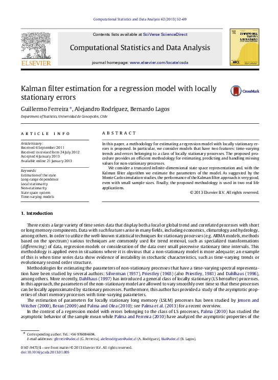(PDF) Kalman filter estimation for a regression model with locally stationary errors