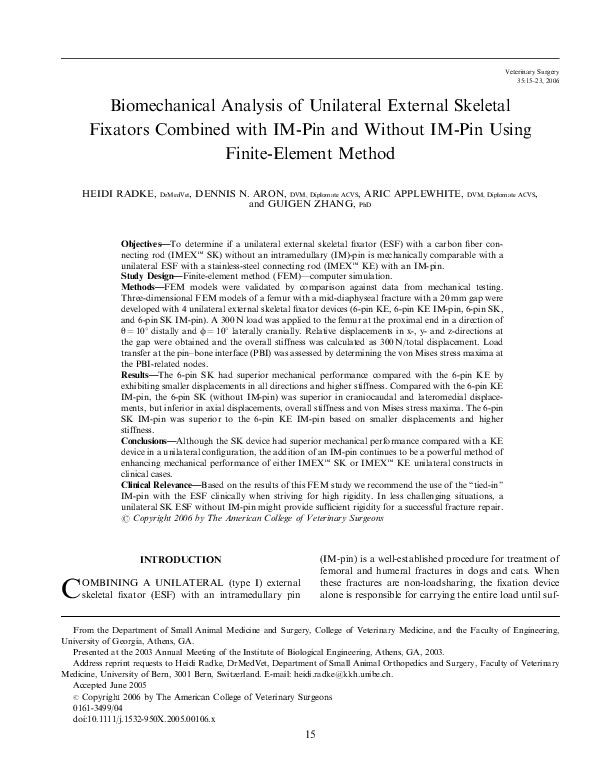 (PDF) In Vitro Comparison of a Novel External Fixator and Traditional ...