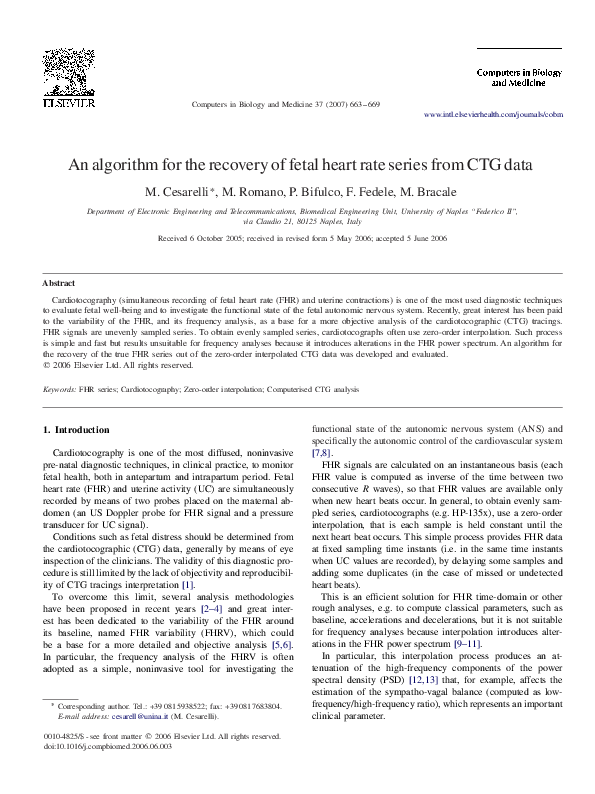 (PDF) An algorithm for the recovery of fetal heart rate series from CTG ...