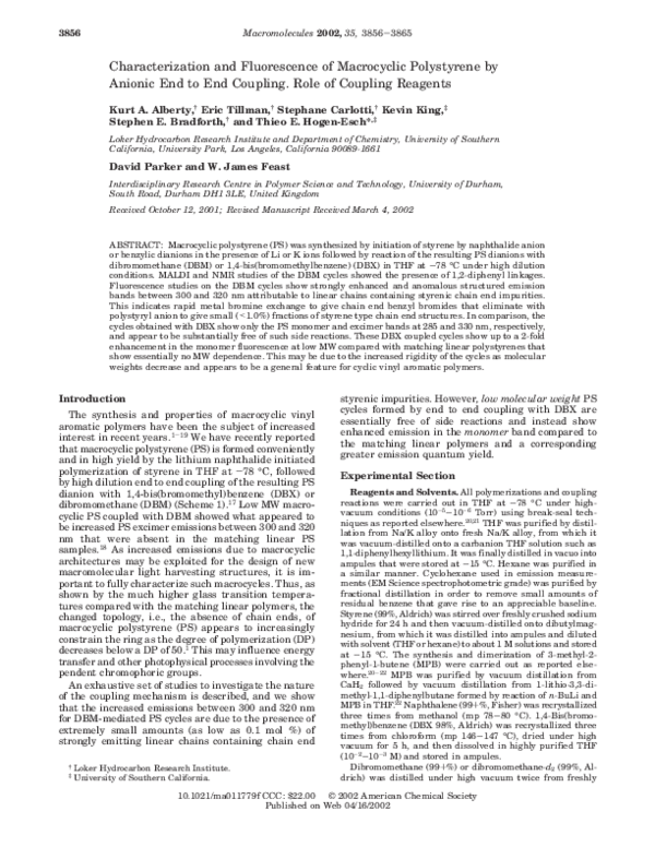 (PDF) Characterization and Fluorescence of Macrocyclic Polystyrene by ...