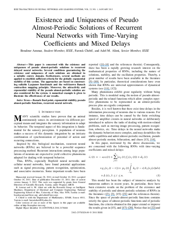 (PDF) Existence and uniqueness of pseudo almost periodic solutions to some abstract partial ...