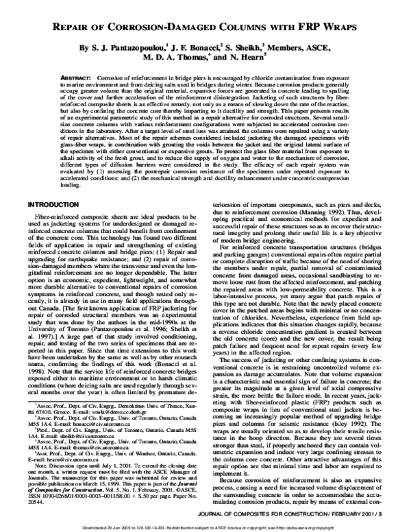 (PDF) Repair of Corrosion-Damaged Columns with FRP Wraps | Stavroula ...
