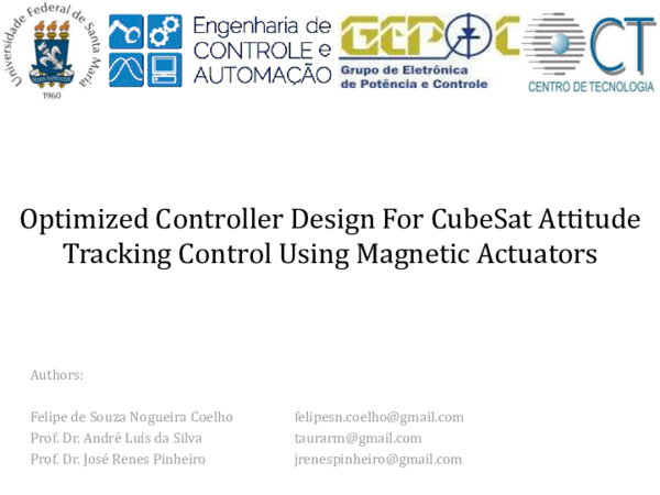 (PDF) Optimized Controller Design For CubeSat Attitude Tracking Control ...