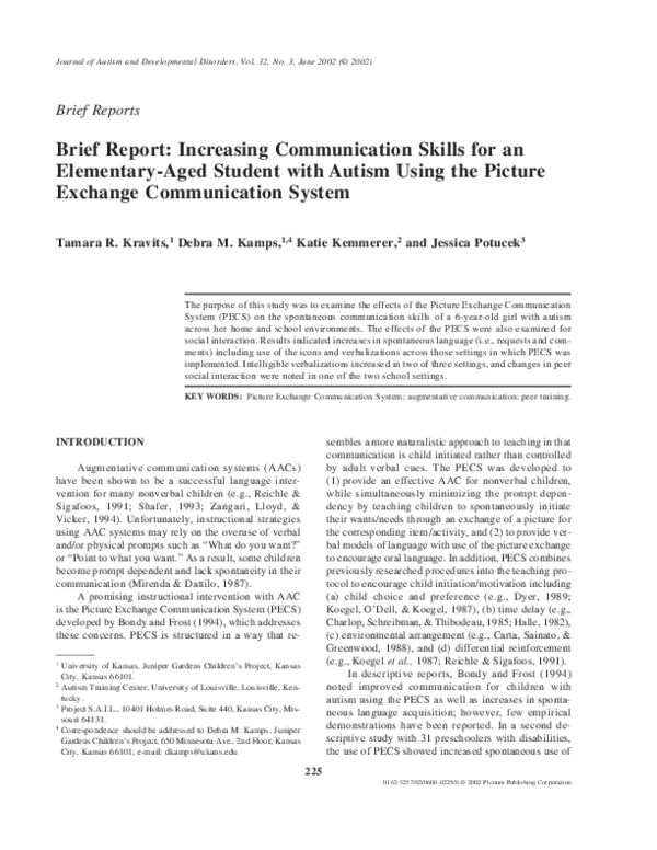 (PDF) Brief report: increasing communication skills for an elementary ...