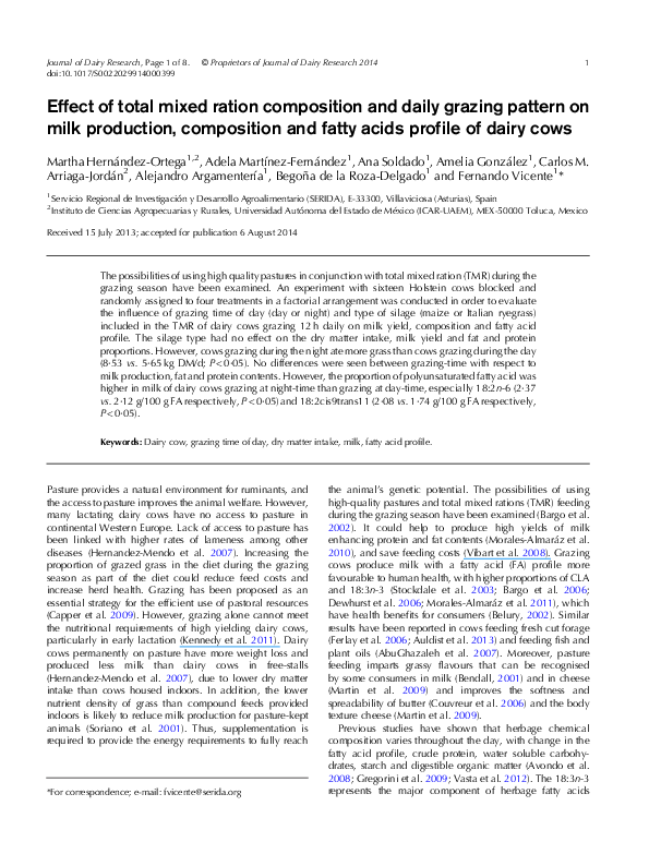 (PDF) Effect of total mixed ration composition and daily grazing ...
