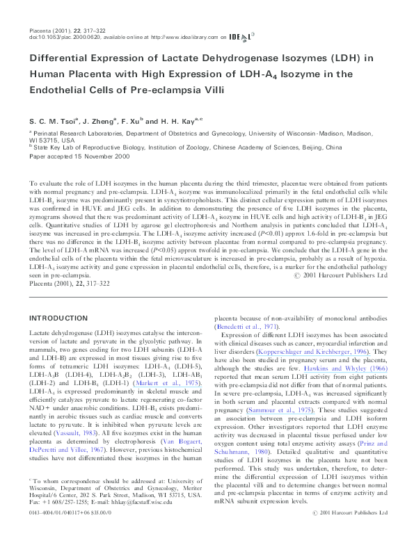 (PDF) Differential Expression of Lactate Dehydrogenase Isozymes (LDH ...