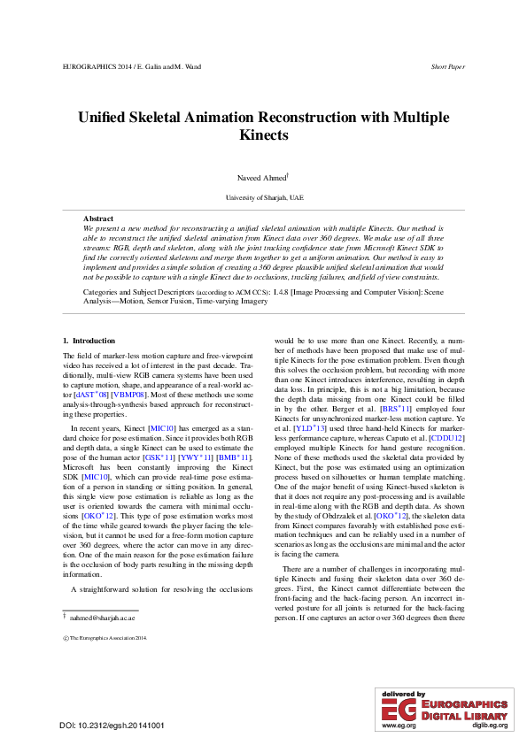 (PDF) Unified Skeletal Animation Reconstruction with Multiple Kinects | Hairol Pacheco ...