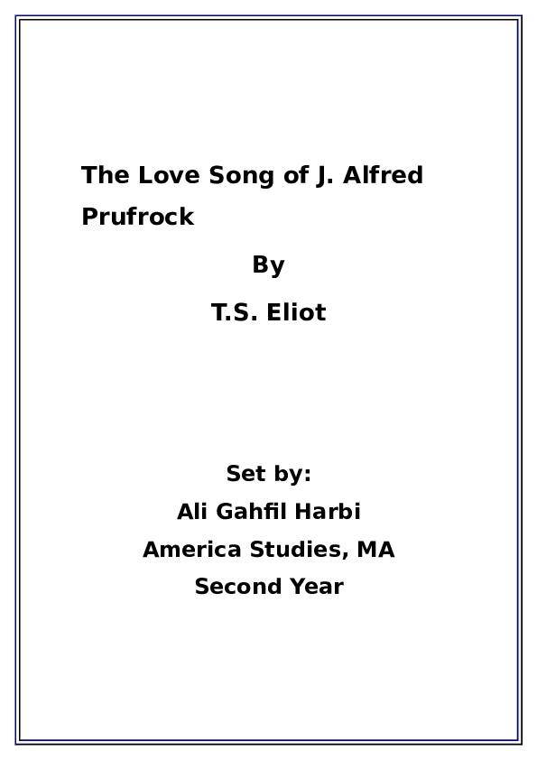 (DOC) The Love Song of J. Alfred Prufrock