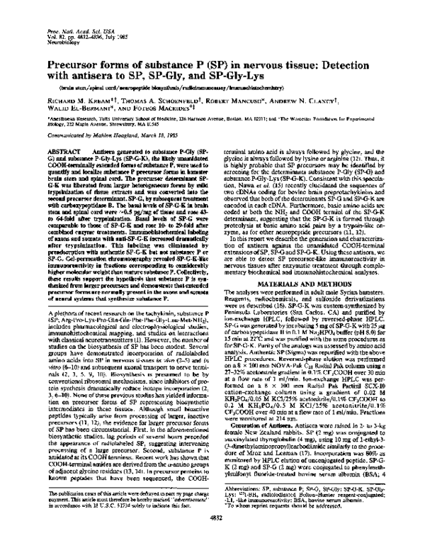 (PDF) Substance-P pathways in rat brain | A.C. Cuello - Academia.edu