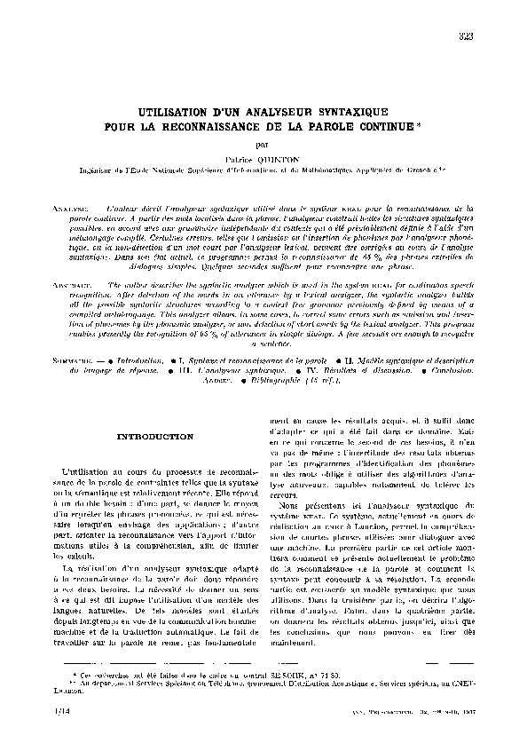 (PDF) Utilisation d’un analyseur syntaxique pour la reconnaissance de ...