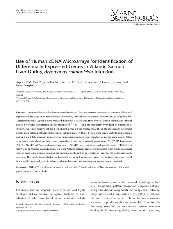 (PDF) Use of Human cDNA Microarrays for Identification of Differentially Expressed Genes in ...