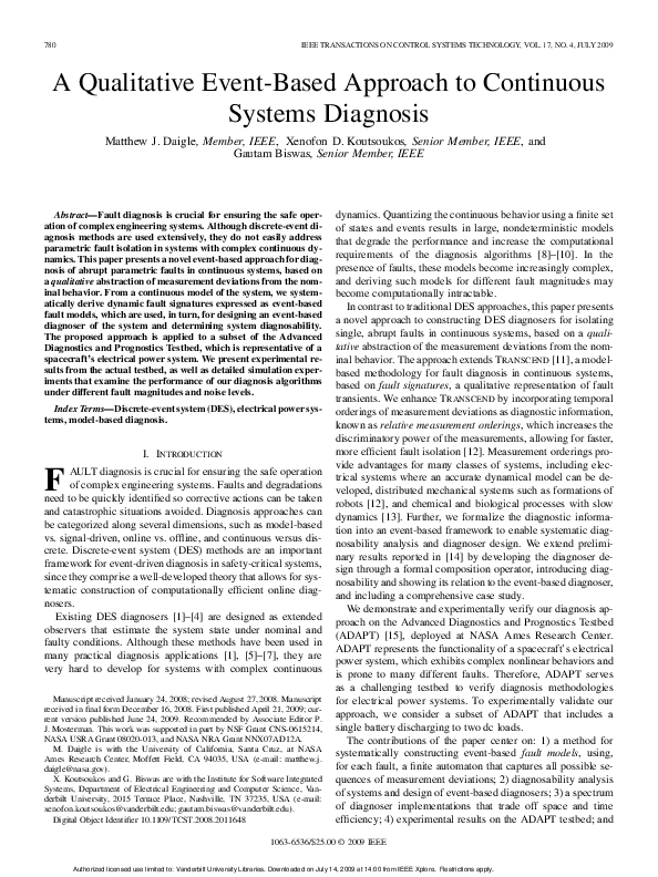 (PDF) A Qualitative Event-Based Approach to Continuous Systems Diagnosis