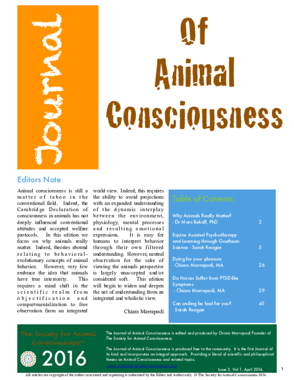 (PDF) Journal of Animal Consciousness