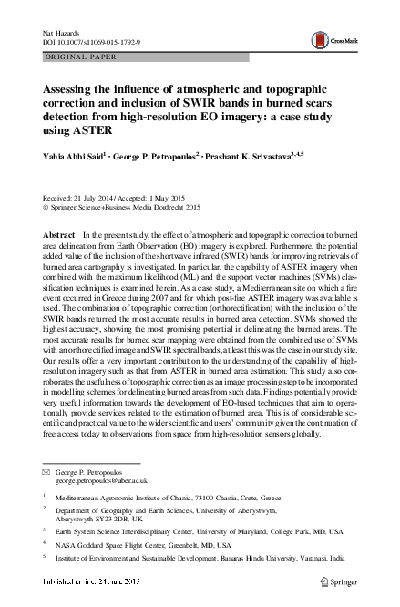 (PDF) Assessing the influence of atmospheric and topographic correction and inclusion of SWIR ...