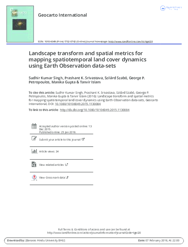 Pdf Landscape Transform And Spatial Metrics For Mapping Spatiotemporal Land Cover Dynamics