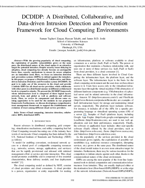 Pdf Dcdidp A Distributed Collaborative And Data Driven Intrusion