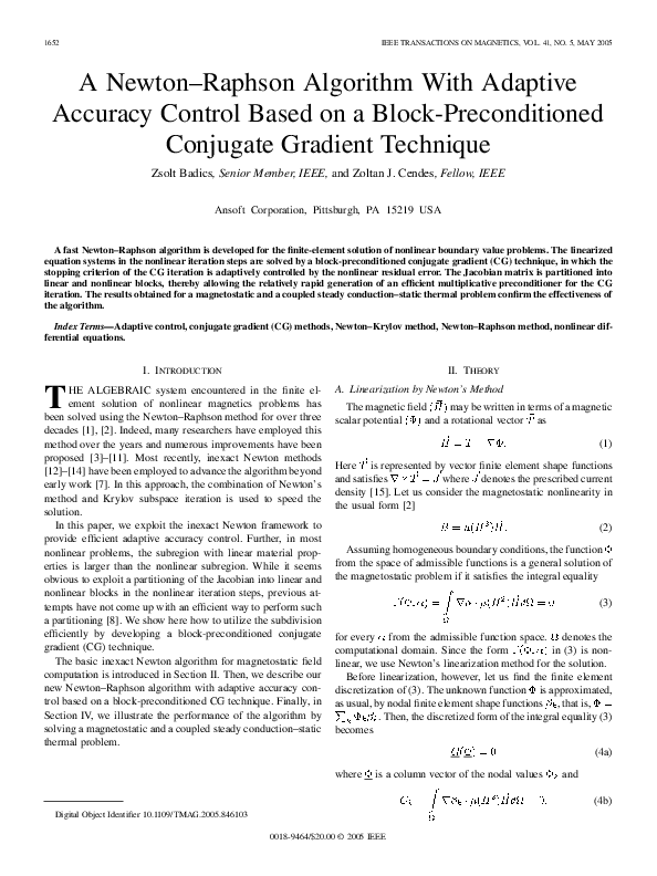 Pdf A Newton Raphson Algorithm With Adaptive Accuracy Control Based
