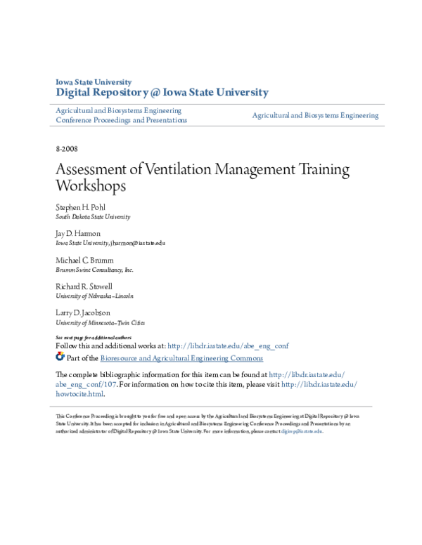 (PDF) Assessment of Ventilation Management Training Workshops