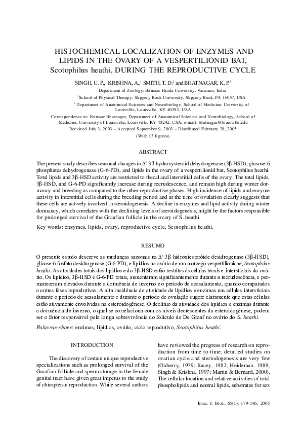 (PDF) Histochemical localization of enzymes and lipids in the ovary of ...